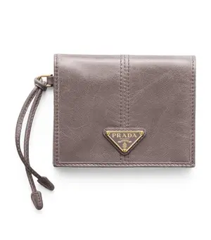 Prada Small Leather Bifold Wallet - Grey