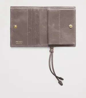 Prada Small Leather Bifold Wallet - Grey