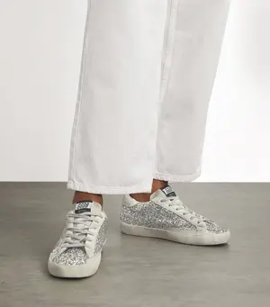 GOLDEN GOOSE Glitter Super-star Sneakers - Silver