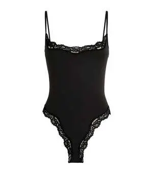 SKIMS Fits Everybody Lace-trim Bodysuit - Black