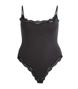 SKIMS Fits Everybody Lace-trim Bodysuit - Black