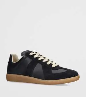 MAISON MARGIELA Replica Leather And Suede Low Top Sneakers - Navy
