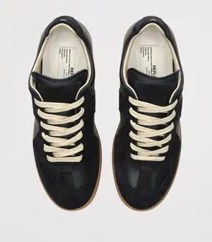 MAISON MARGIELA Replica Leather And Suede Low Top Sneakers - Navy
