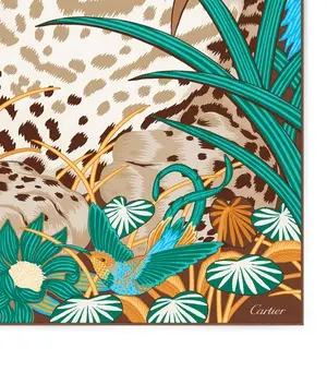 Cartier Silk Panthère Jungle Scarf - Beige