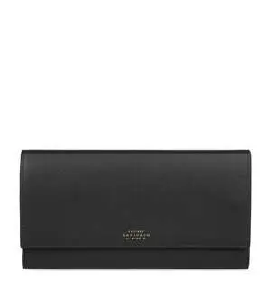 Smythson Leather Marshall Travel Wallet - Black
