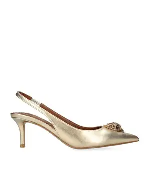 Kurt Geiger Leather Belgravia Slingback Heels - Gold