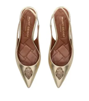 Kurt Geiger Leather Belgravia Slingback Heels - Gold