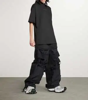 Balenciaga Distressed Rhinestone Logo T-shirt