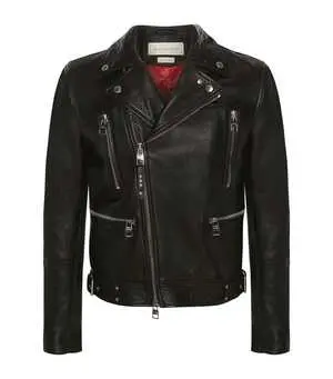 Alexander McQueen Leather Biker Jacket - Black