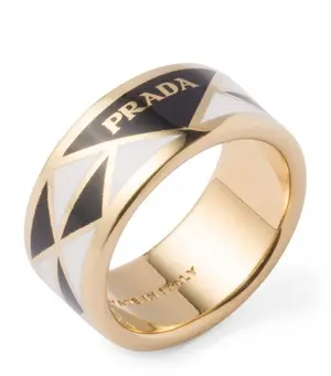 Prada Enamel Triangle Ring - Black