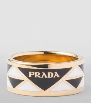 Prada Enamel Triangle Ring - Black