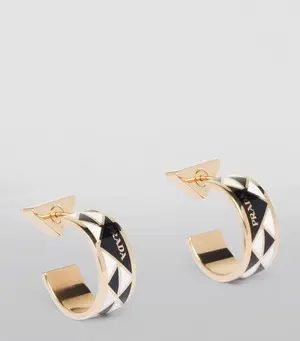 Prada Enamel Triangle Hoop Earrings