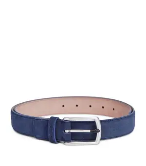 Zegna Suede Triple Stitch Belt - Blue