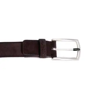 Zegna Suede Triple Stitch Belt - Brown