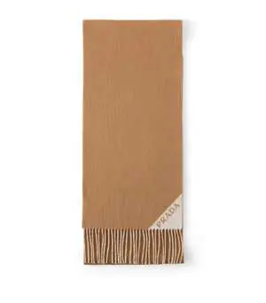Prada Cashmere Logo Scarf - Brown