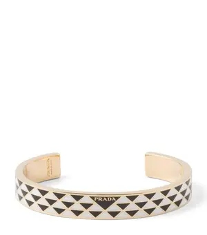 Prada Enamel Triangle Cuff Bracelet - Black