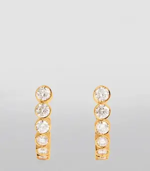 Sophie Bille Brahe Diamond And Yellow Hoop Earrings