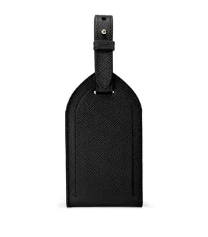 Smythson Leather Panama Luggage Tag - Blue