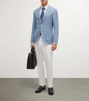 BOSS Virgin Wool-cashmere Slim Blazer - Blue