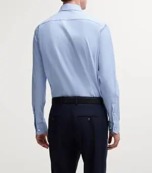 BOSS Stretch-cotton Slim Shirt - Blue