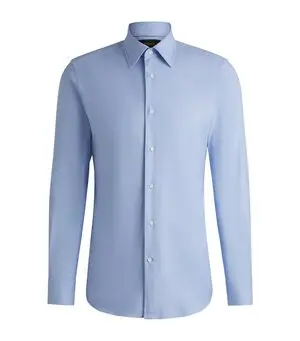 BOSS Stretch-cotton Slim Shirt Blue