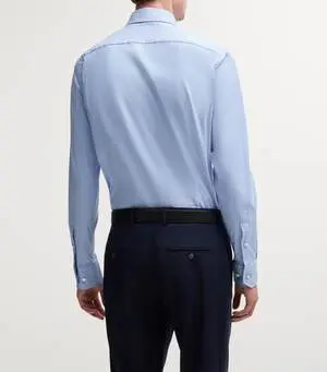 BOSS Stretch-cotton Slim Shirt - Blue