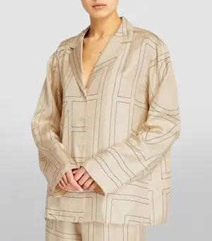 TOTEME Silk Embroidered-monogram Shirt - Ivory
