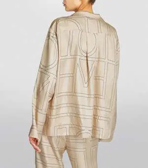 TOTEME Silk Embroidered-monogram Shirt - Ivory