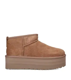 UGG Suede Classic Ultra Mini Platform Boots - Brown