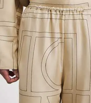 TOTEME Silk Monogram Trousers - Ivory
