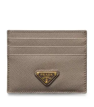 Prada Saffiano Leather Card Holder Grey