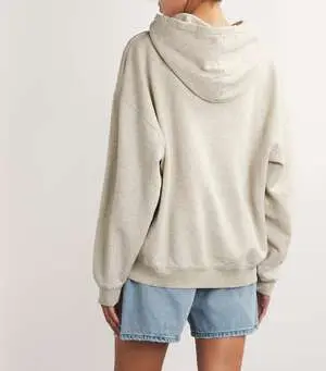 ANINE BING Harvey Textured Logo Cotton Hoodie - Grey
