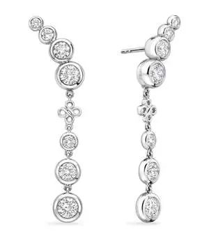 BOODLES Platinum And Diamond Drop Earrings - Silver