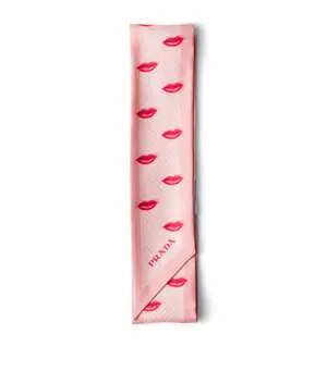 Prada Silk Printed Skinny Scarf - Pink
