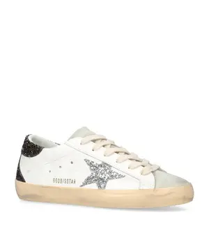 GOLDEN GOOSE Leather Superstar Sneakers With Glitter Embellishments