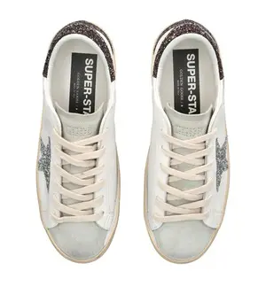 GOLDEN GOOSE Leather Superstar Sneakers With Glitter Embellishments