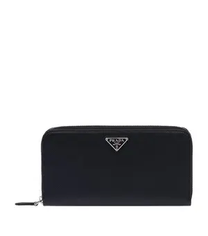 Prada Large Saffiano Leather Zipped Wallet - Black