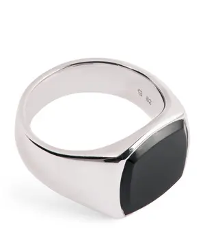 Tom Wood Sterling Onyx Signet Ring - Silver