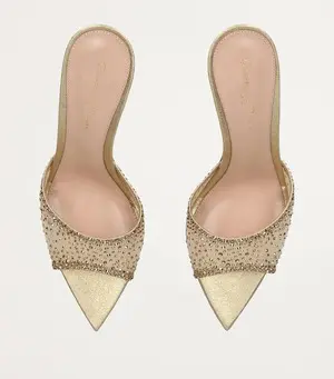 GIANVITO ROSSI Embellished Rania 85 Mules - Gold