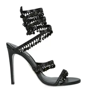 Rene Caovilla Embellished Satin Chandelier Sandals - Black