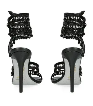 Rene Caovilla Embellished Satin Chandelier Sandals - Black