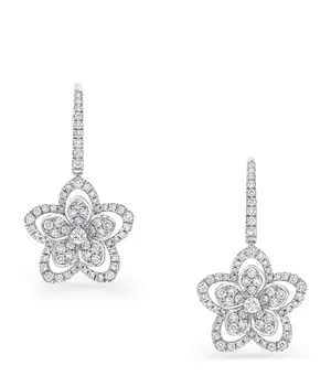 Graff Gold Diamond Wild Flower Earrings - White