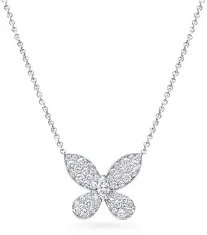 Graff Gold Diamond Pavé Butterfly Pendant Necklace - White