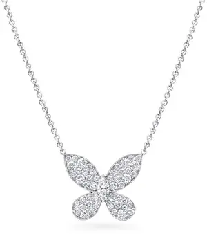 Graff Gold Diamond Pavé Butterfly Pendant Necklace - White