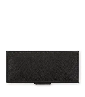 Smythson Leather Panama Cufflink Box - Black
