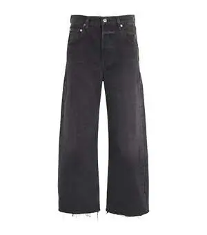Citizens Of Humanity Ayla Cropped Jeans With Raw Edge Hem - Black