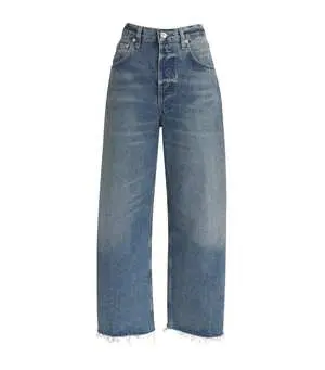 Citizens Of Humanity Ayla Cropped Jeans With Raw Edge Hem - Blue