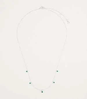 ASTRID & MIYU White Gold And Emerald Charm Necklace