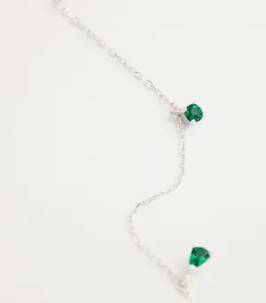 ASTRID & MIYU White Gold And Emerald Charm Necklace