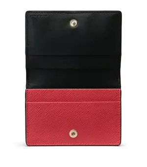 Smythson Leather Panama Folded Card Holder - Red